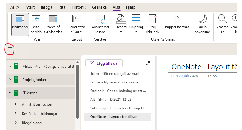 OneNote – Ändra layouten i OneNote – Värt Att Veta – IT–tips för dig ...